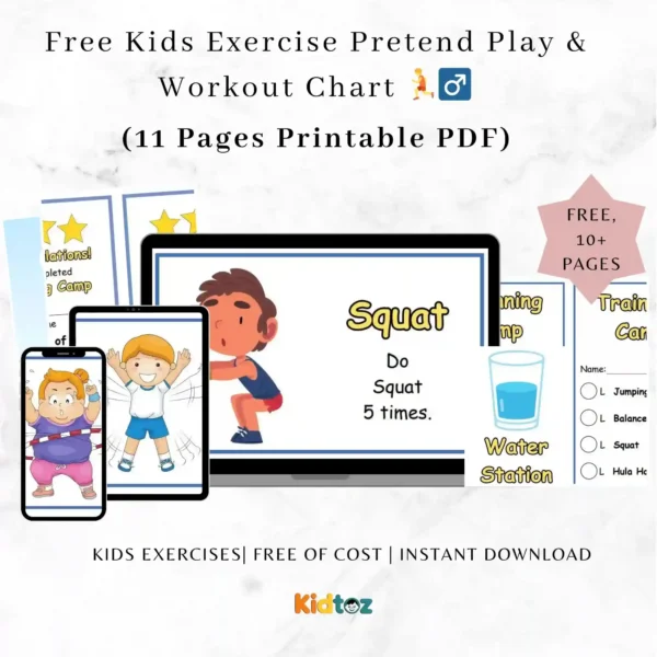 Free Kids Exercise Pretend Play & Workout Chart 🏃‍♂️ (11 Pages ...